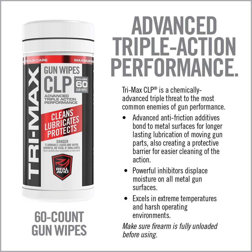 Tri-Max CLP® Gun Wipes - 60 Count Canister – Real Avid